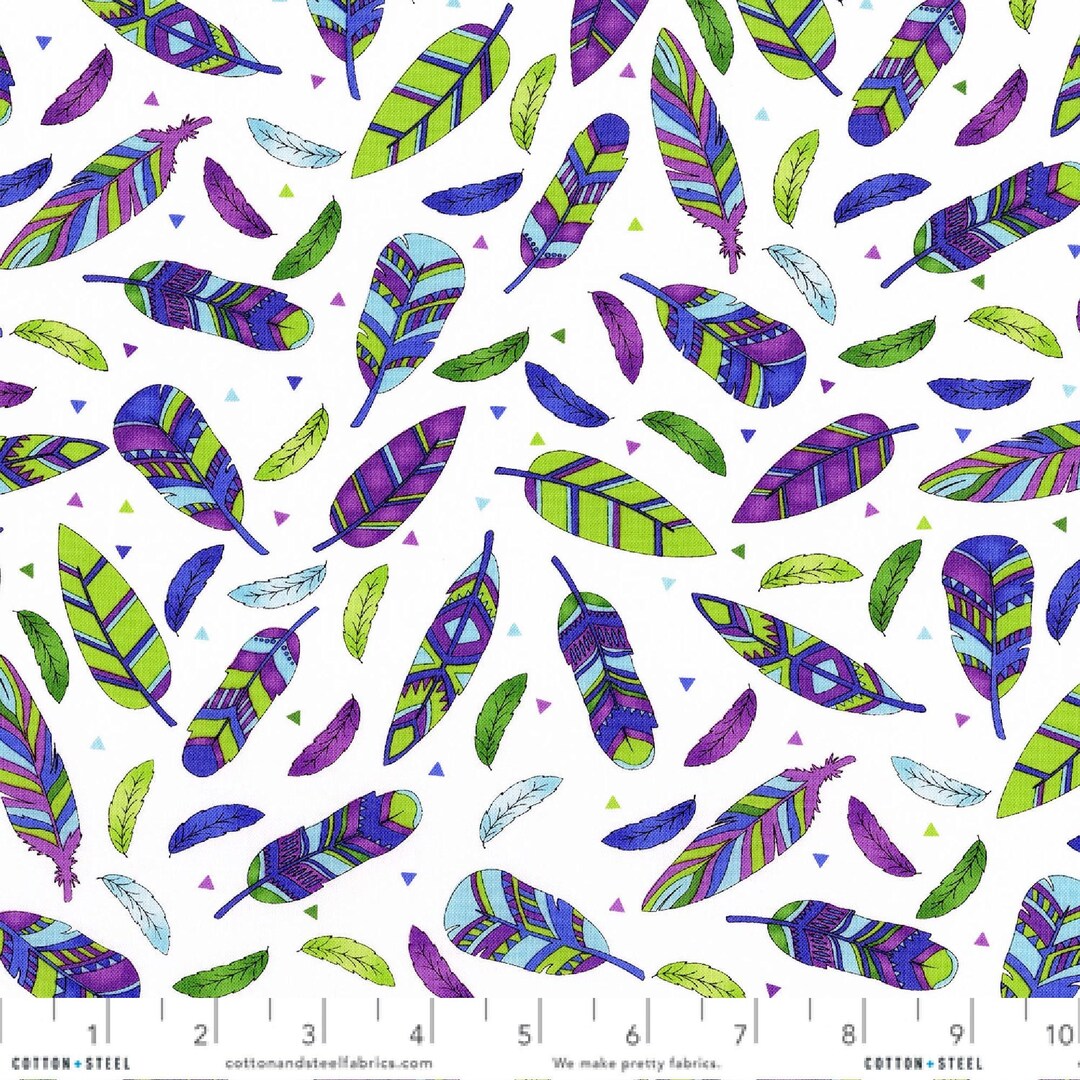 Feather Purple White - Pow Wow Wow! - Sue Marsh - RJR Studio Fabrics ...