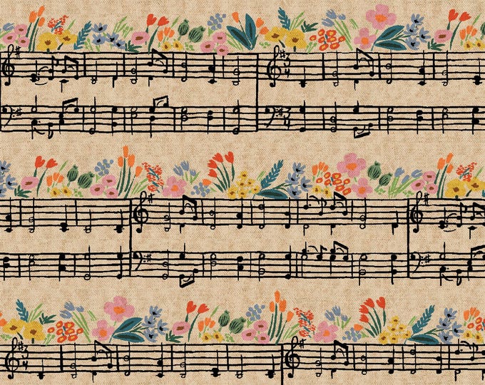 Music Notes - Natural Cotton/linen CANVAS - Bramble - Anna Bond Rifle ...