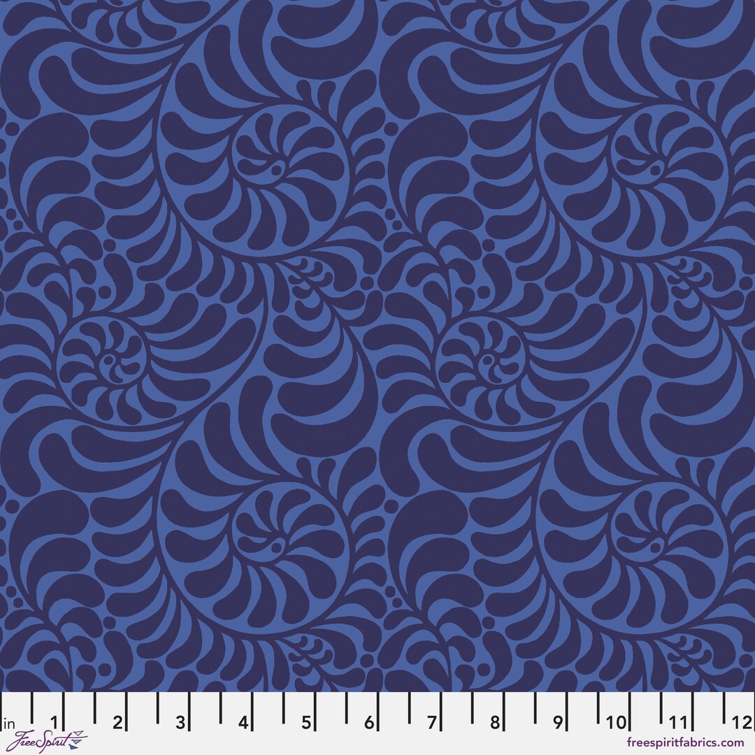 Curlique Indigo - Flower Dance - Jane Sassaman - Freespirit Fabrics 100 ...