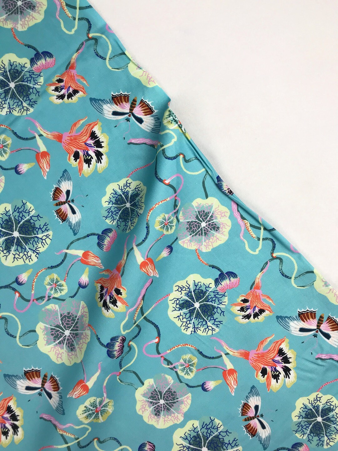 Nasturtiums Blue Multi Forage Sarah Gordon Figo Fabrics 100% Quilters ...