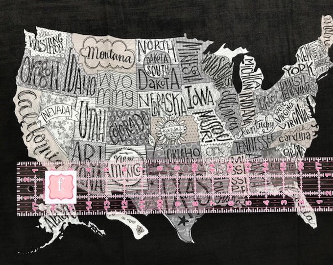Metropolis Panel Iron USA Map US Map Basic Grey Moda 100% - Etsy