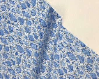 Blue Shells Fabric Watercolor Seashells by Olgersart Coastal Beach ...