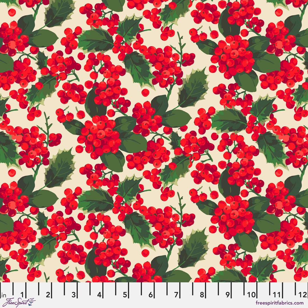 Holly Berry Red - Winterberry - Martha Negley - Freespirit Fabric ...