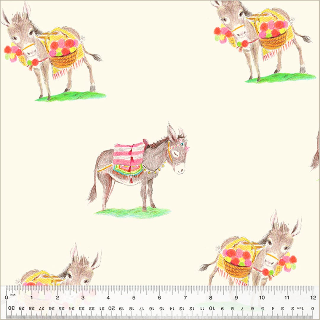 Burros Ivory Heather Ross by Hand Windham Fabrics Quilters Cotton - Etsy
