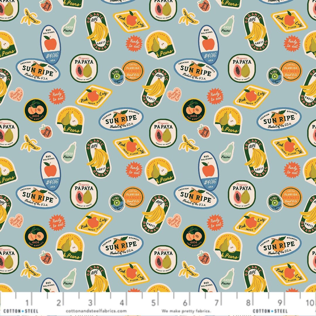 Fruit Stickers Light Blue - Orchard- Anna Bond Rifle Paper Co - Cotton ...