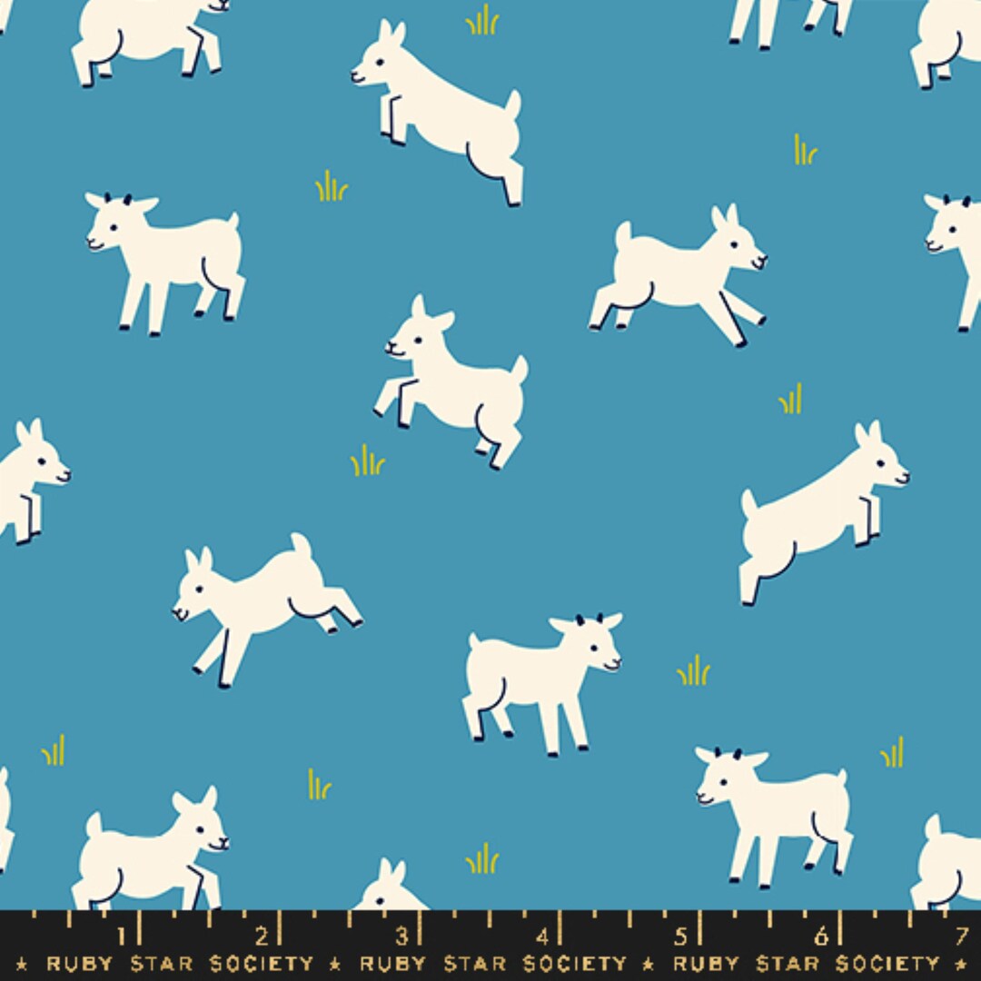 Baby Goats Vintage Blue - Animal Animal - Ruby Star Society and Moda ...