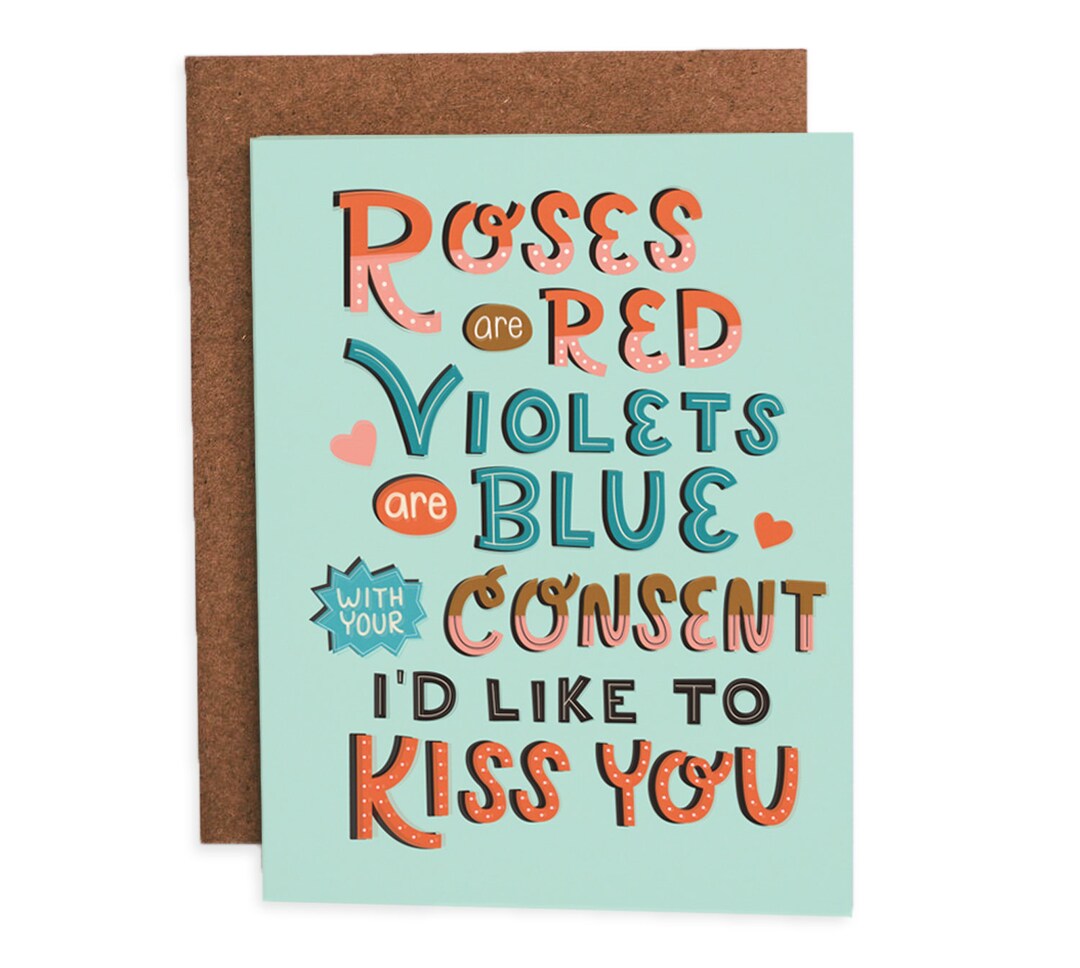 Roses Are Red Consent Card: Healthy Love Valentine's Day Greeting - Etsy
