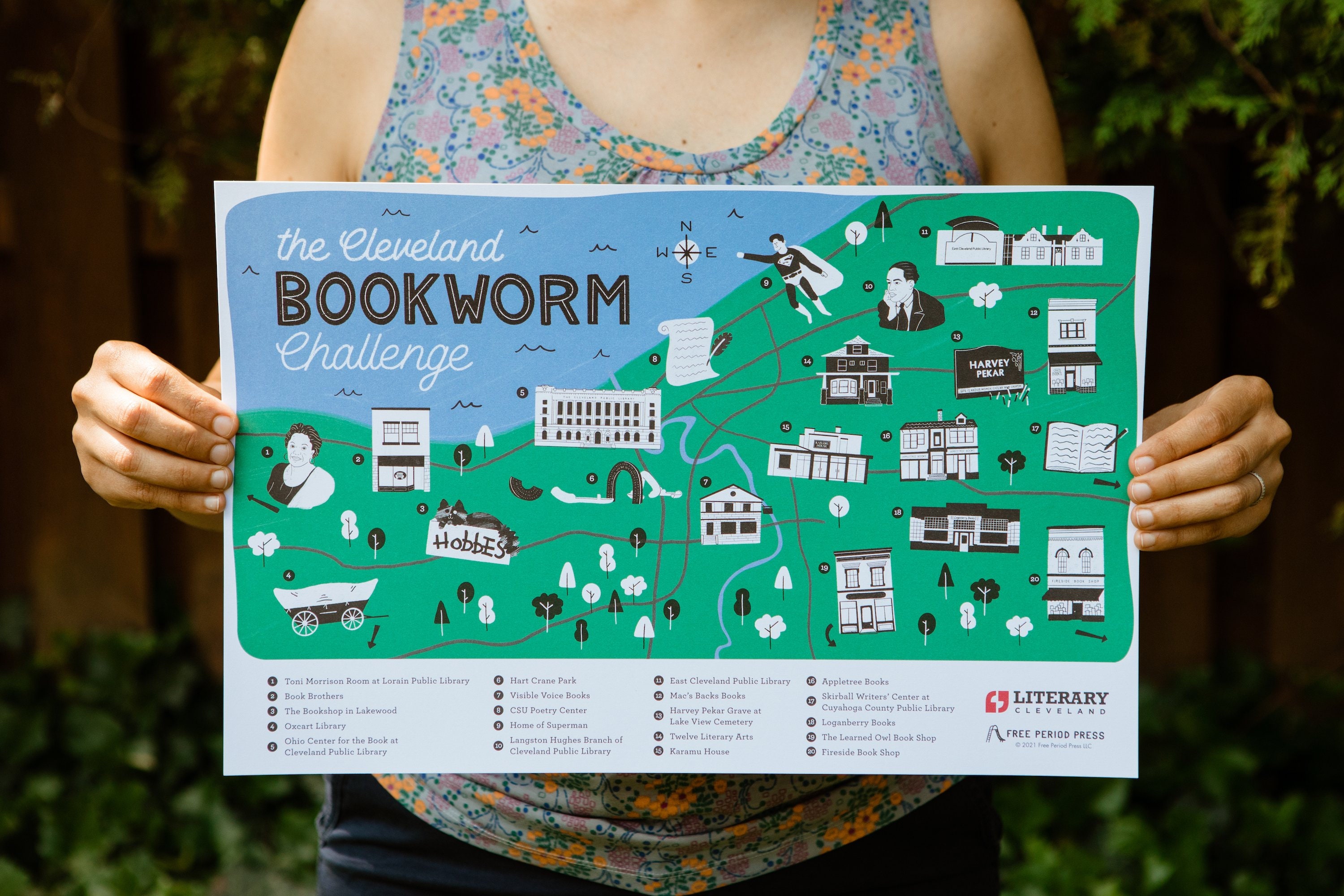 Cleveland Bookworm Challenge Map: Literary Gift, Reading Goals - Etsy