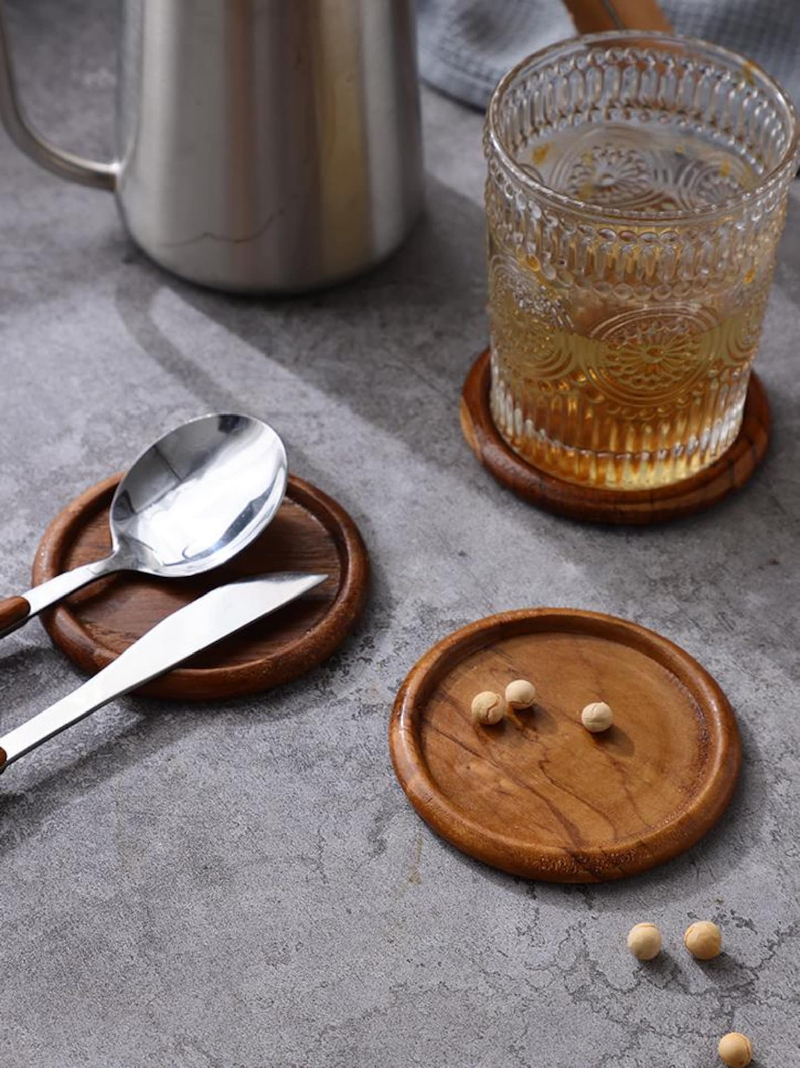 Teak Wood Coaster Set, 3-inch Size, Set of 5 - Etsy