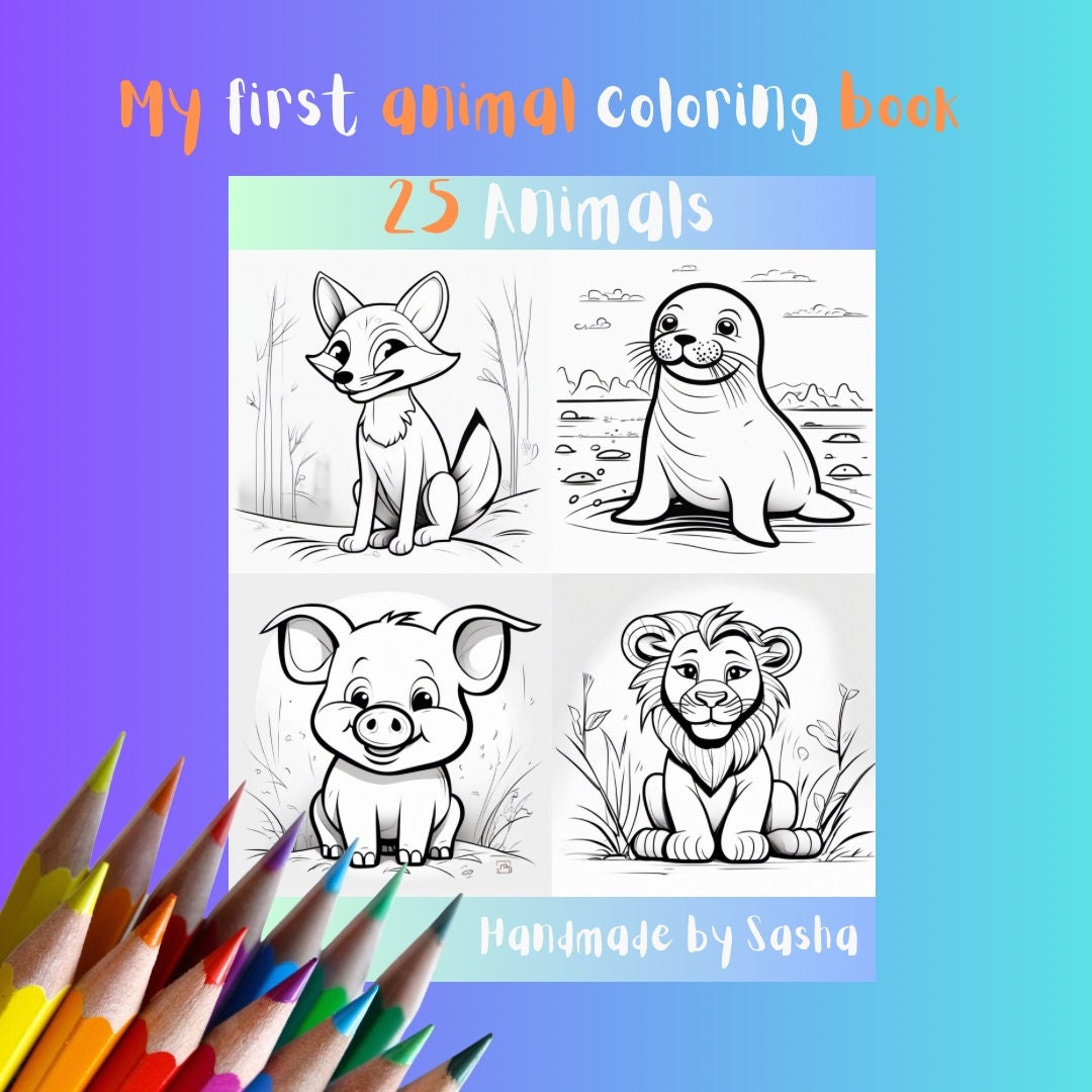 My First Animal Coloring Book - Etsy