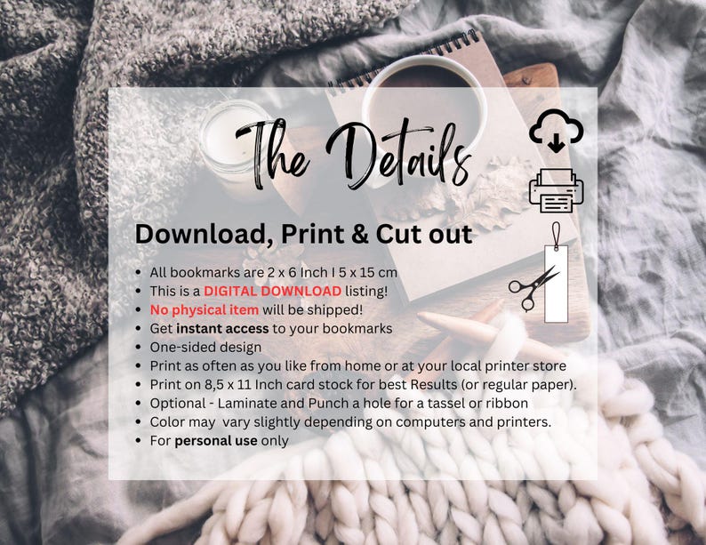 Digital Printable Bookmarks Digital Bookmark Instant Download Bookmark ...