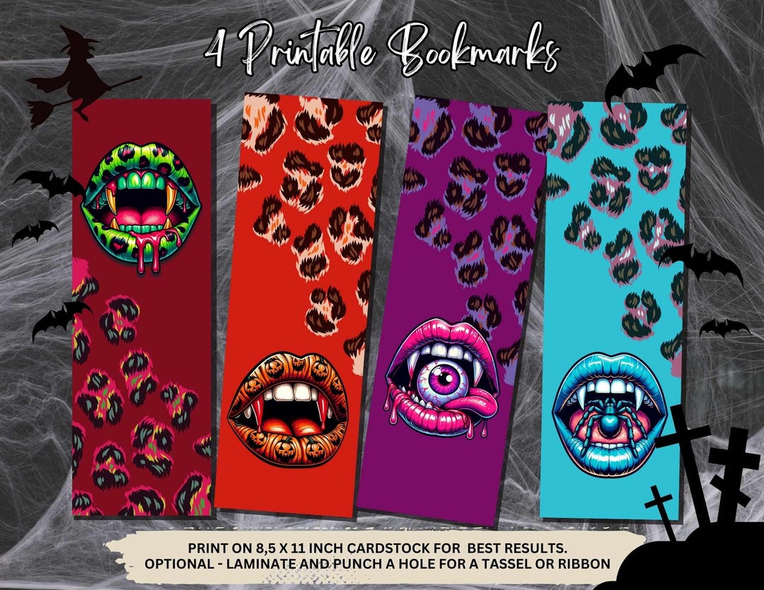 Halloween Printable Bookmarks Scary Digital Bookmark Instant Download ...