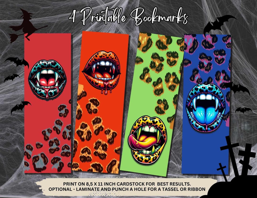 Halloween Printable Bookmarks Scary Digital Bookmark Instant Download ...
