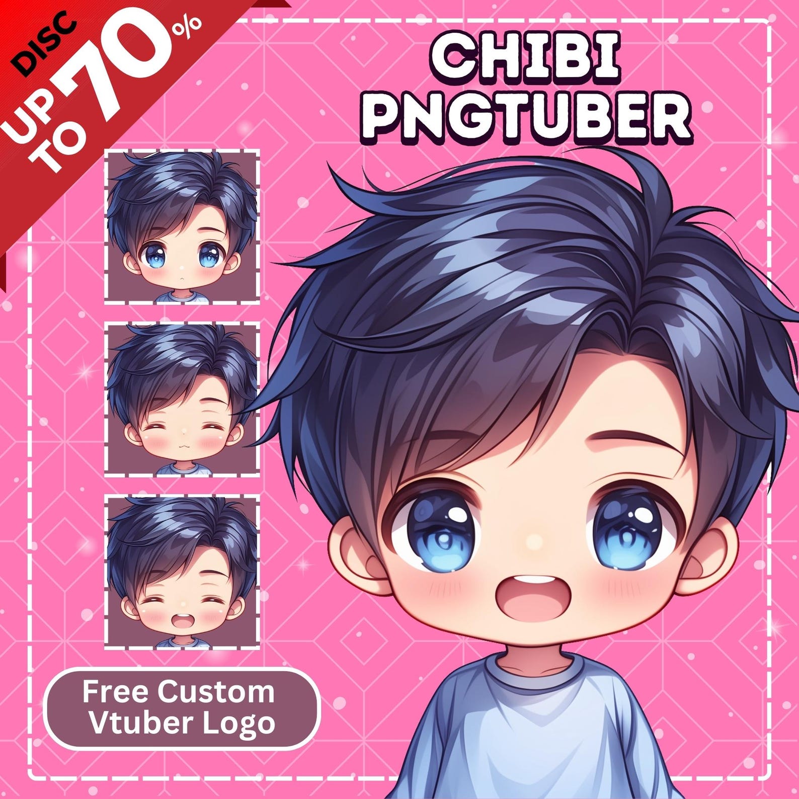Custom Pngtuber Chibi, Pngtuber Model, Chibi Emotes, Discord Twitch ...