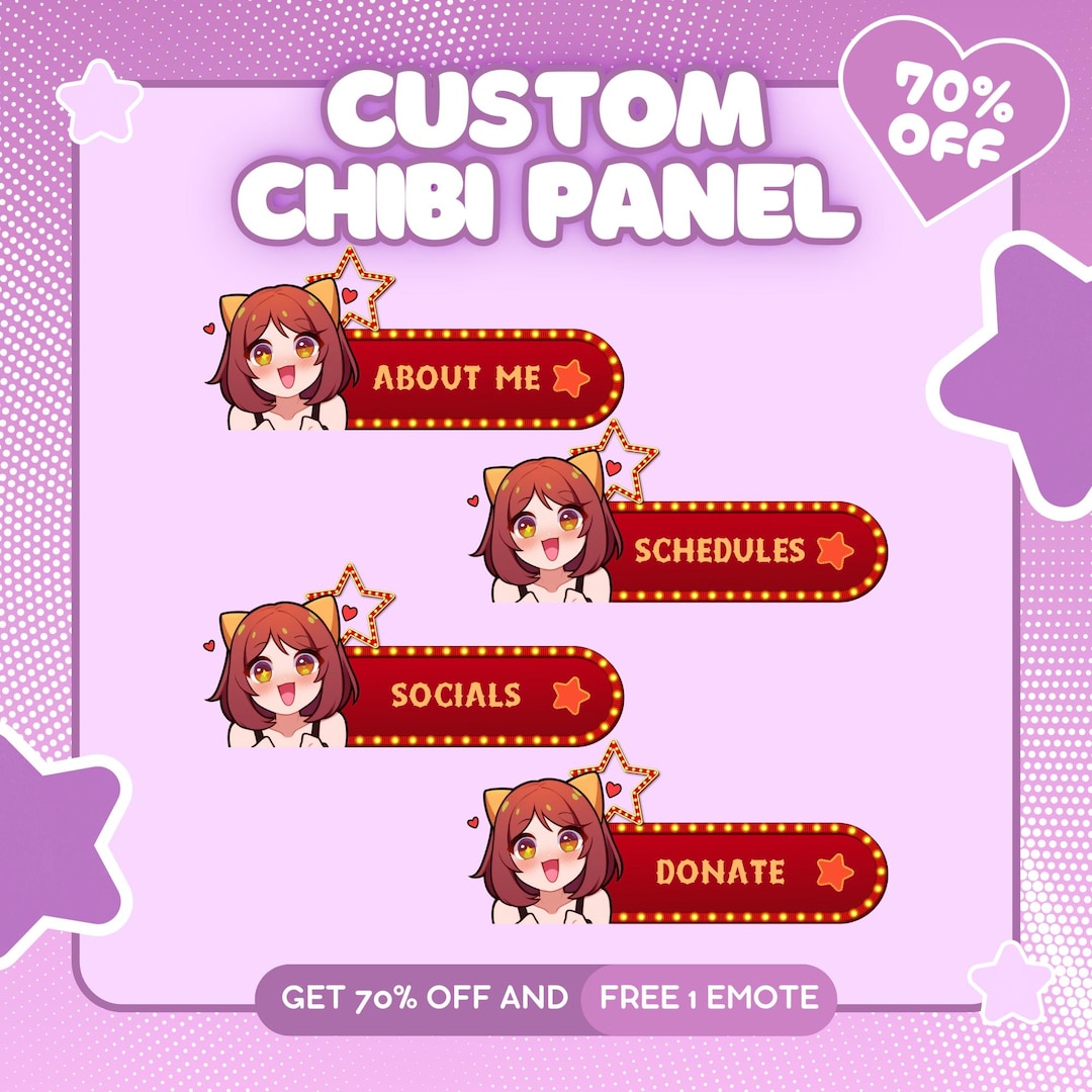 Custom Twitch Panels | Vtuber Panel | Personalized Twitch Cute Chibi ...