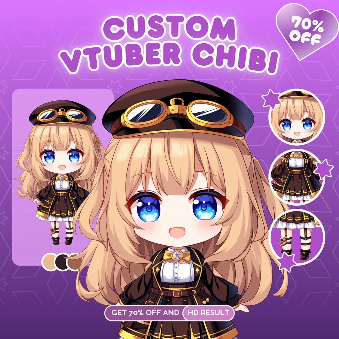 Custom Cute Chibi Vtuber | Live2d | Kawaii 2d Vtuber Model | Pngtuber ...
