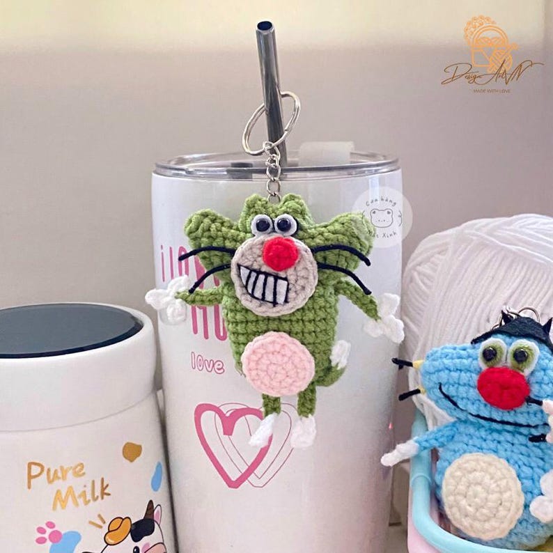 Cuashop Oggy and the Cockroaches Keychain, Oggy Crochet - Etsy