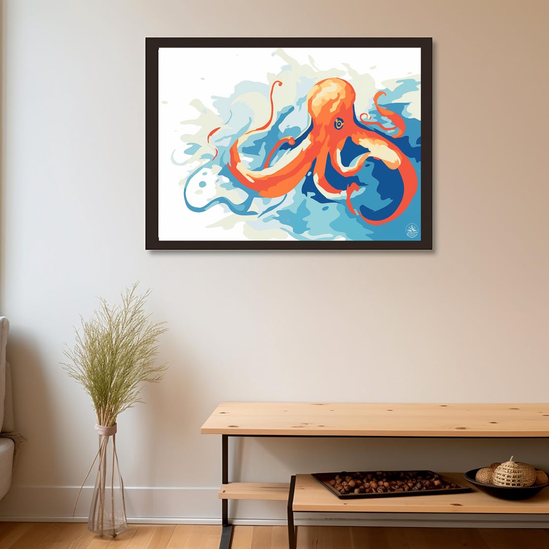 Octopus Wave Dance Digital Download Deep Sea Marine Life Illustration ...