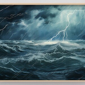 Tempest's Wrath Stormy Ocean Art Lightning Sea Print Dramatic Nautical ...