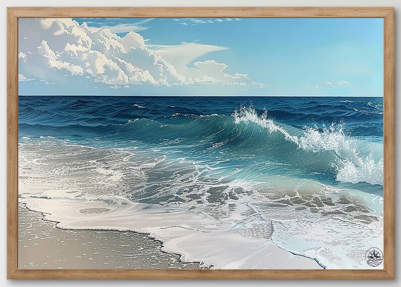 Shades of Blue Ocean Wave Art Print Digital Download Tranquil Beach ...