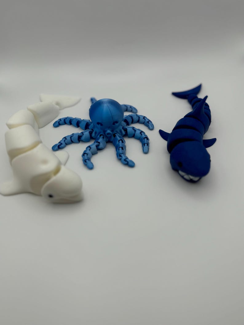 3D Printed Sea Creature Set | Beluga Whale, Shark & Octopus Party ...