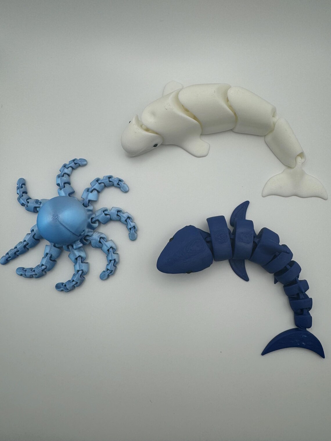 3D Printed Sea Creature Set | Beluga Whale, Shark & Octopus Party ...