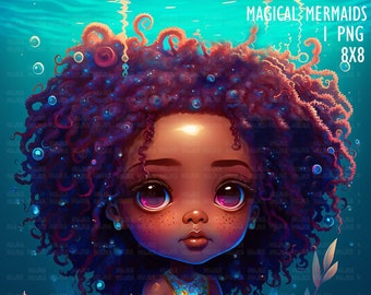 Black Mermaid Wall Art, Printable Mermaid Decor, Sublimation Designs ...