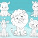 Safari Animals Digital Stamps. Cute Lion, Tiger, Giraffe, Zebra and ...