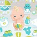 Baby Shower Clipart. Baby Boy Blue Bib, Diaper, Baby Shoes Cute ...