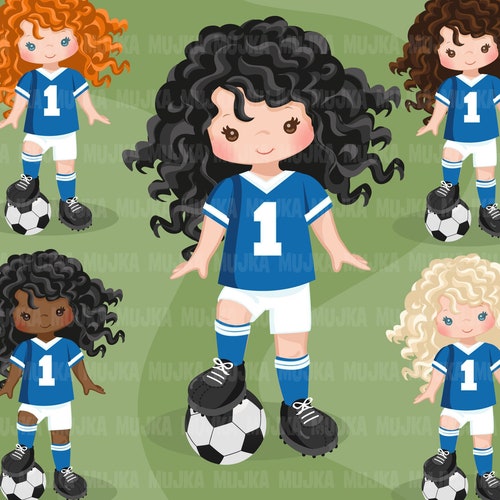 Soccer Clipart. Sport Graphics Girls Soccer Player - Etsy