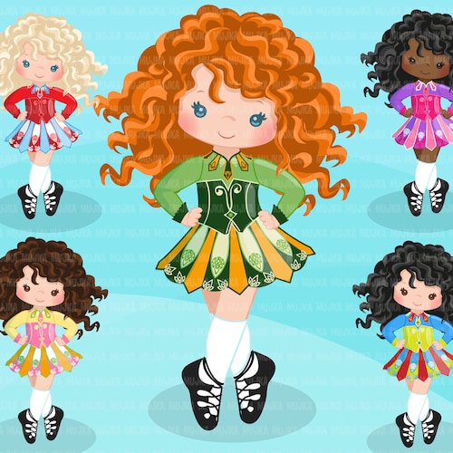 Irish Dancers Clipart. Cute Irish Dancers With Traditional - Etsy