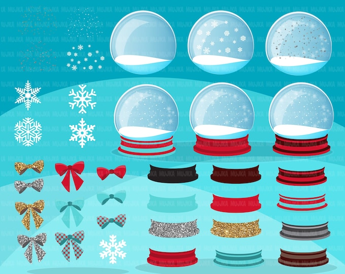 Christmas Snow Globe Clipart. Make Your Own Cute Snow Globes With Snow ...