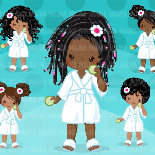 Spa Clipart Spa Birthday Party Black Girl Birthday Graphics - Etsy
