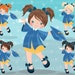 Graduation Clipart, Graduate Girls With Blue Gown, Cape and Scroll ...