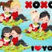 Valentine's Day Clipart, Cute Valentine Kids, Couples Sitting, XOXO ...