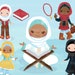Muslim Girls Clipart, Islam Graphics, Quran Reading Kids With Hijab and ...