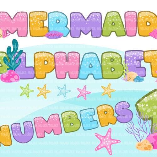 Mermaid Alphabet Clipart Rainbow Mermaid Squad Capital - Etsy