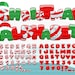 Christmas Alphabet Clipart Bundle Red Stripe and Green | Etsy