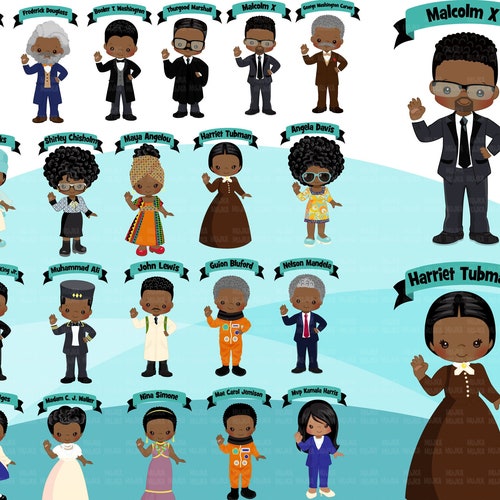 Black History Figures Clipart Bundle Malcolm X Kamala | Etsy