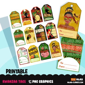 Kwanzaa Tags, Printable Kwanzaa Holiday Labels, Digital PNG Gift Tags ...