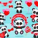 Valentine's Day Panda Clipart. Cute Panda Graphics, Love, Valentine ...