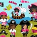 Pirate Clipart Pink afro girls treasure island pirate ship | Etsy