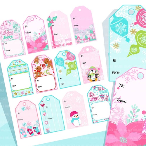 Christmas Pink Stickers PNG Bundle - Etsy