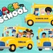 Back to School Clipart, School Bus Clip Art, Students With Face Mask ...