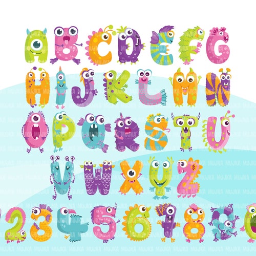 Monster Alphabet Clipart Birthday Boy Girl and Baby Shower - Etsy