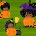 Halloween Peek a Boo Peeking Girls Clipart. Afro Black Cute Kids ...
