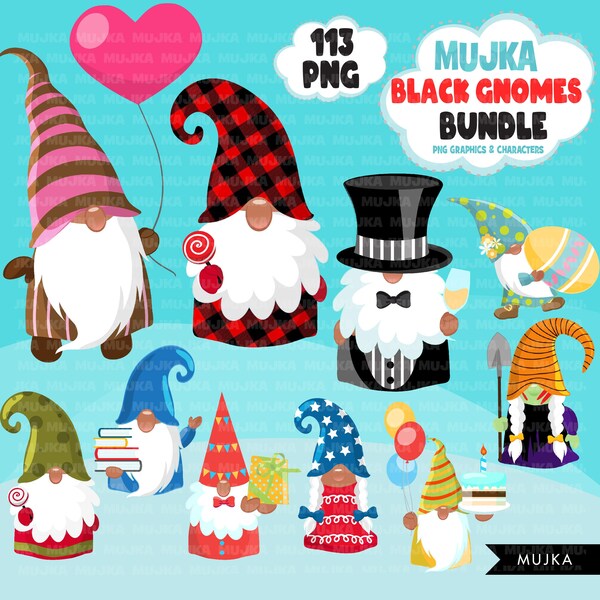 African American Gnome Clip Art - Etsy