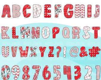 Green and Red Textured Alphabet Letters and Numbers Set - Etsy