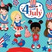 4th of July, Independence Day Girls Clipart – American Flag, American ...