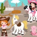Cowgirl Clipart- Pink & Brown, Western Graphics, Cowgirl Characters ...